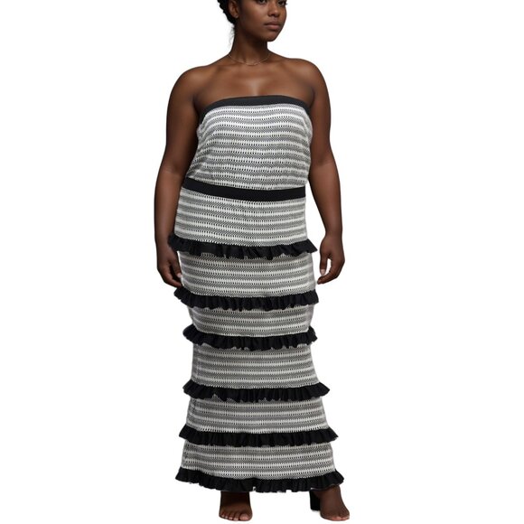 Dresses | Plus Size Tiered Ruffle Trim Maxi Dress Elegant Chic | Poshmark